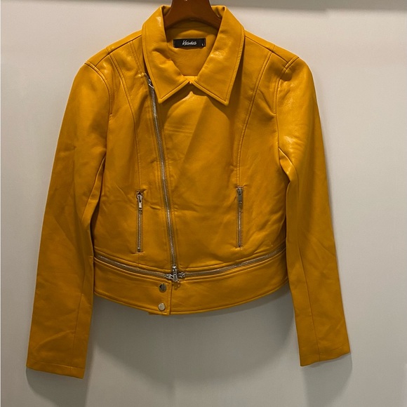 Kosmios | Jackets & Coats | Kosmios Mustard Faux Leather Jacket | Poshmark
